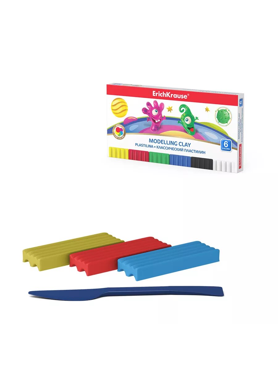 Пластилин классич. Cosmic Monsters 6 цветов со стеком, 108 г