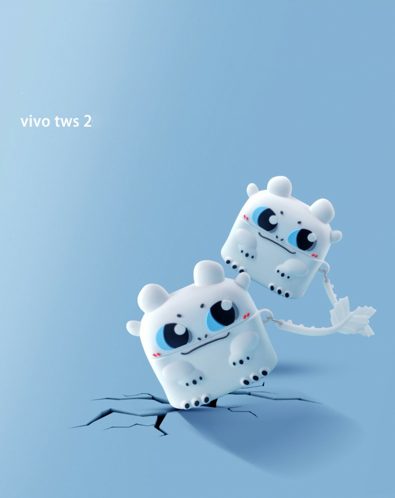 Силиконовый защитный чехол MyPads для беспроводных наушников Vivo TWS 2 белый с дизайном дракона