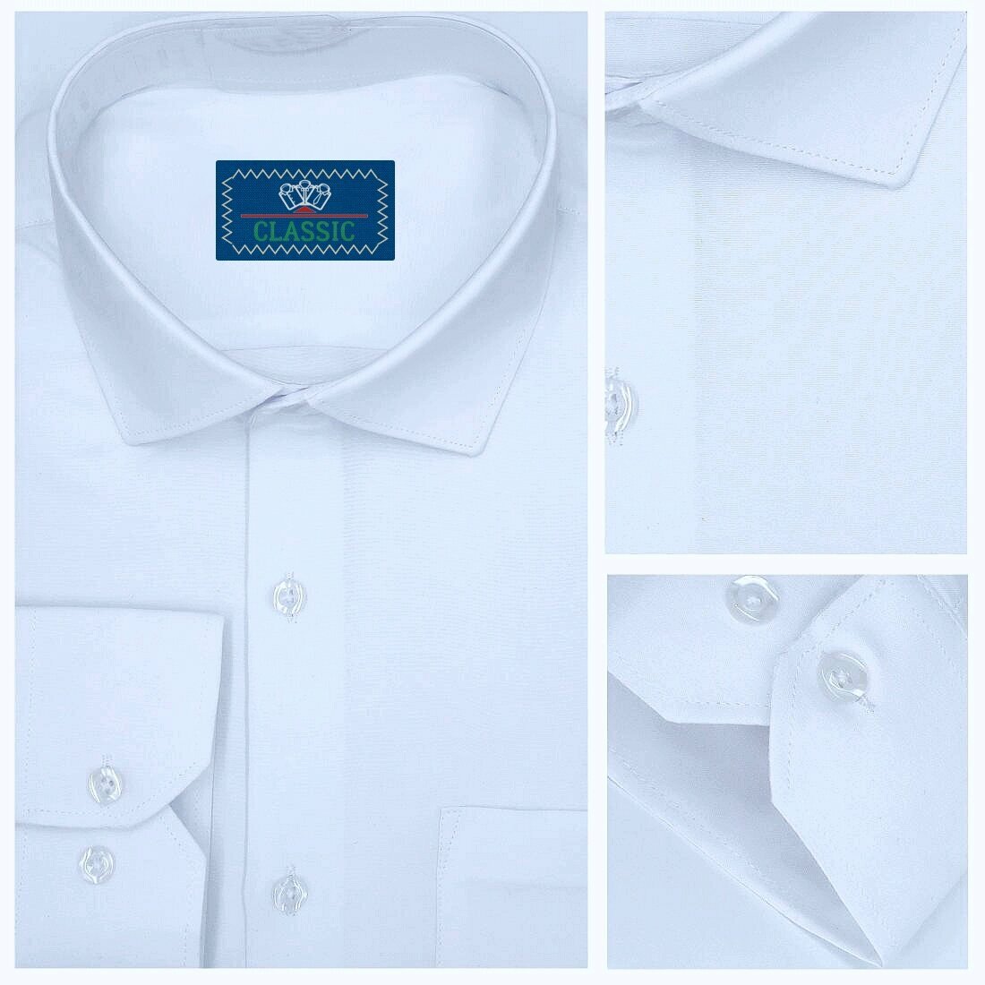 Рубашка Мужская рубашка с длинным рукавом прямая классическая, светлая сорочка на пуговицах, рубаха на любой сезон, белая однотонная, с карманом, на любой сезон и на лето рубашка