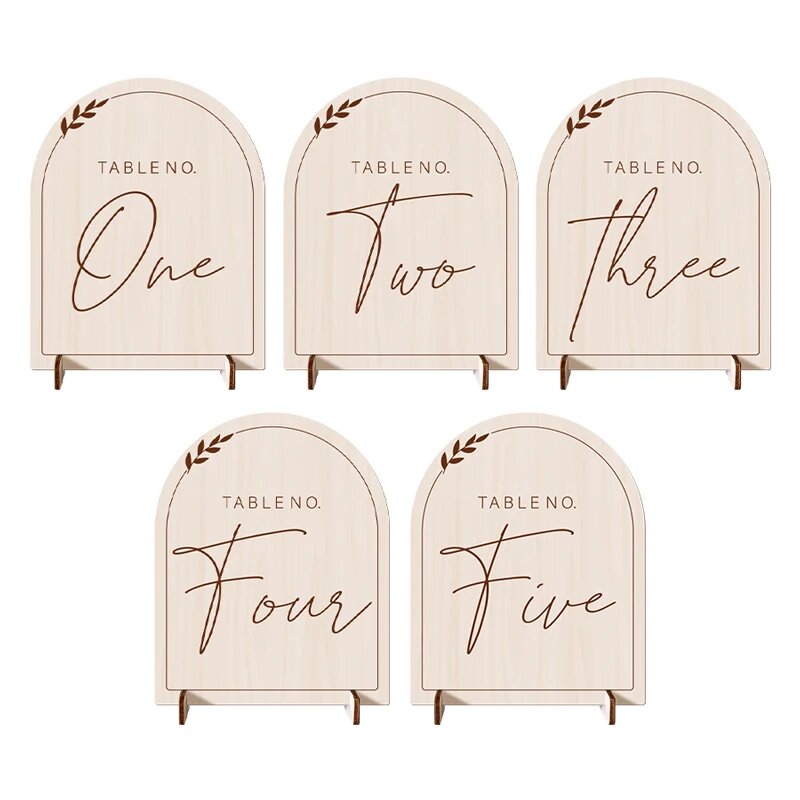 Деревянные таблички для рассадки One to Five, 5 шт