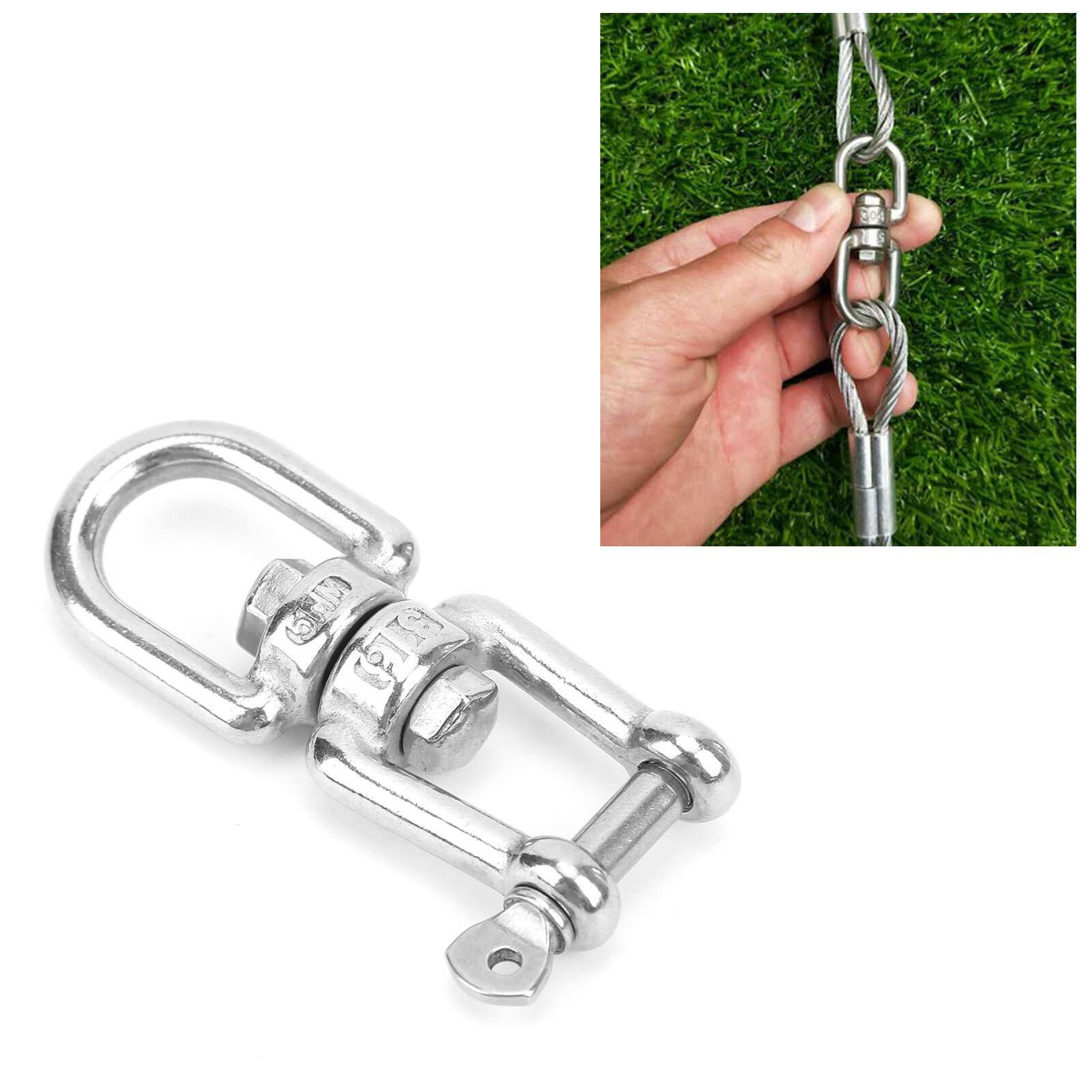 10 шт. вращающаяся защелка из нержавеющей стали, двухсторонний поворотный крючок, серьга, аксессуары для такелажа M5