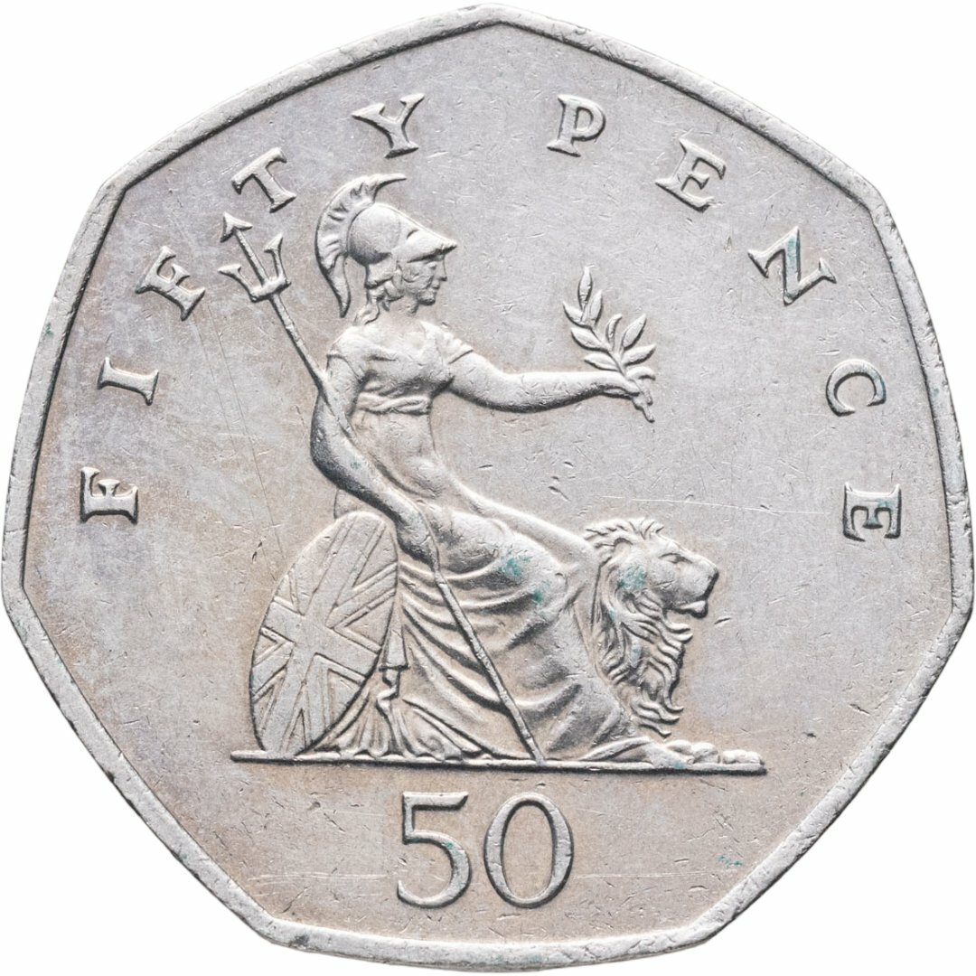 Великобритания 50 пенсов pence 1997, Мельхиор медь-никель, в сохранности VF-XF
