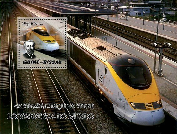 Почтовые марки Гвинея-Бисау 2005г. "Локомотивы - Поезда Eurostar" Поезда, Железные дороги MNH