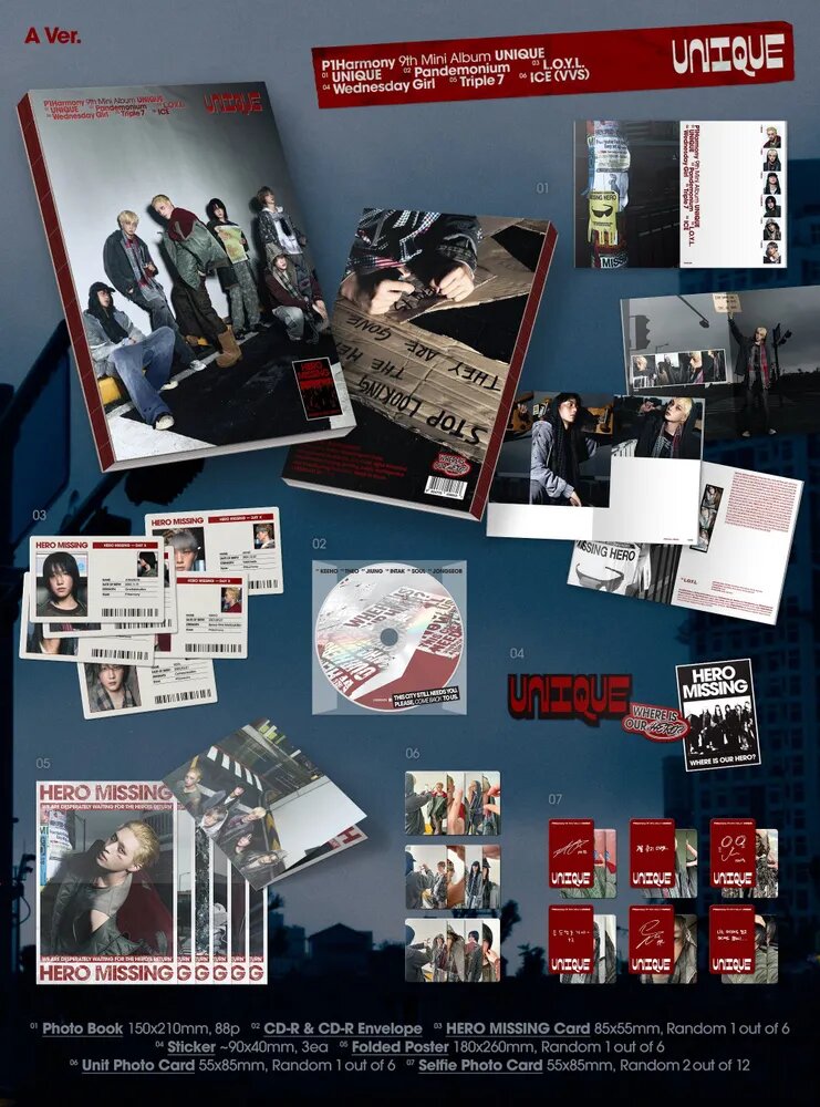 Альбом P1Harmony - 9th Mini Album UNIQUE, K-pop, Импортное издание, Корея, CD — фото 1