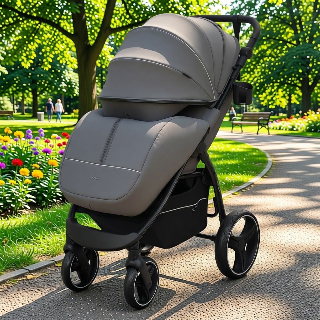 Коляска прогулочная Indigo EPICA XL NEW,2026 г, с большими колесами, с двойной тканью, утеплителем по всей коляске и регулируемой ручкой. Цвет: Темно-серый