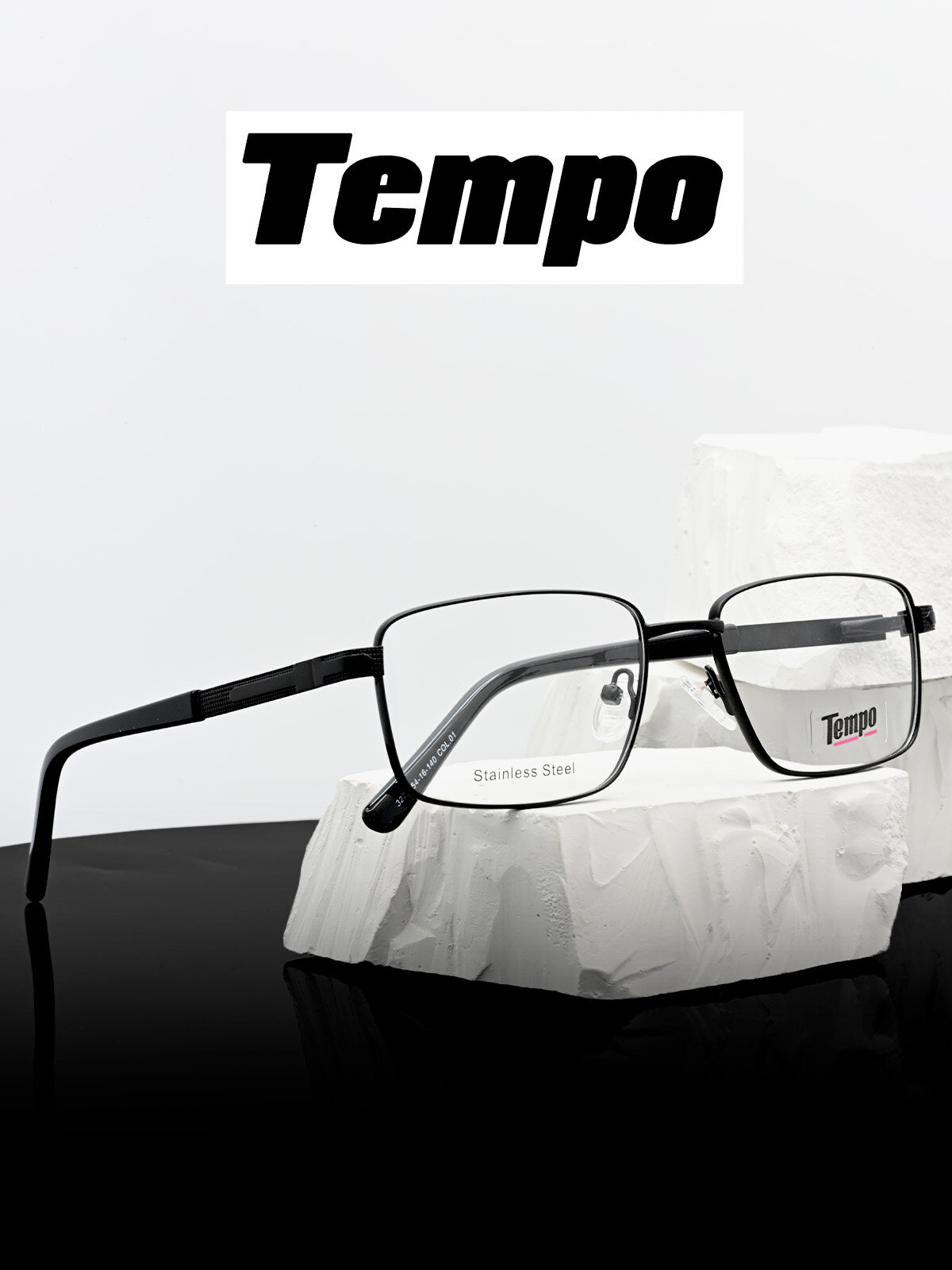 Оправа для очков Tempo 3277 C01 пол Мужской форма оправы Прямоугольная цвет оправы Чёрный