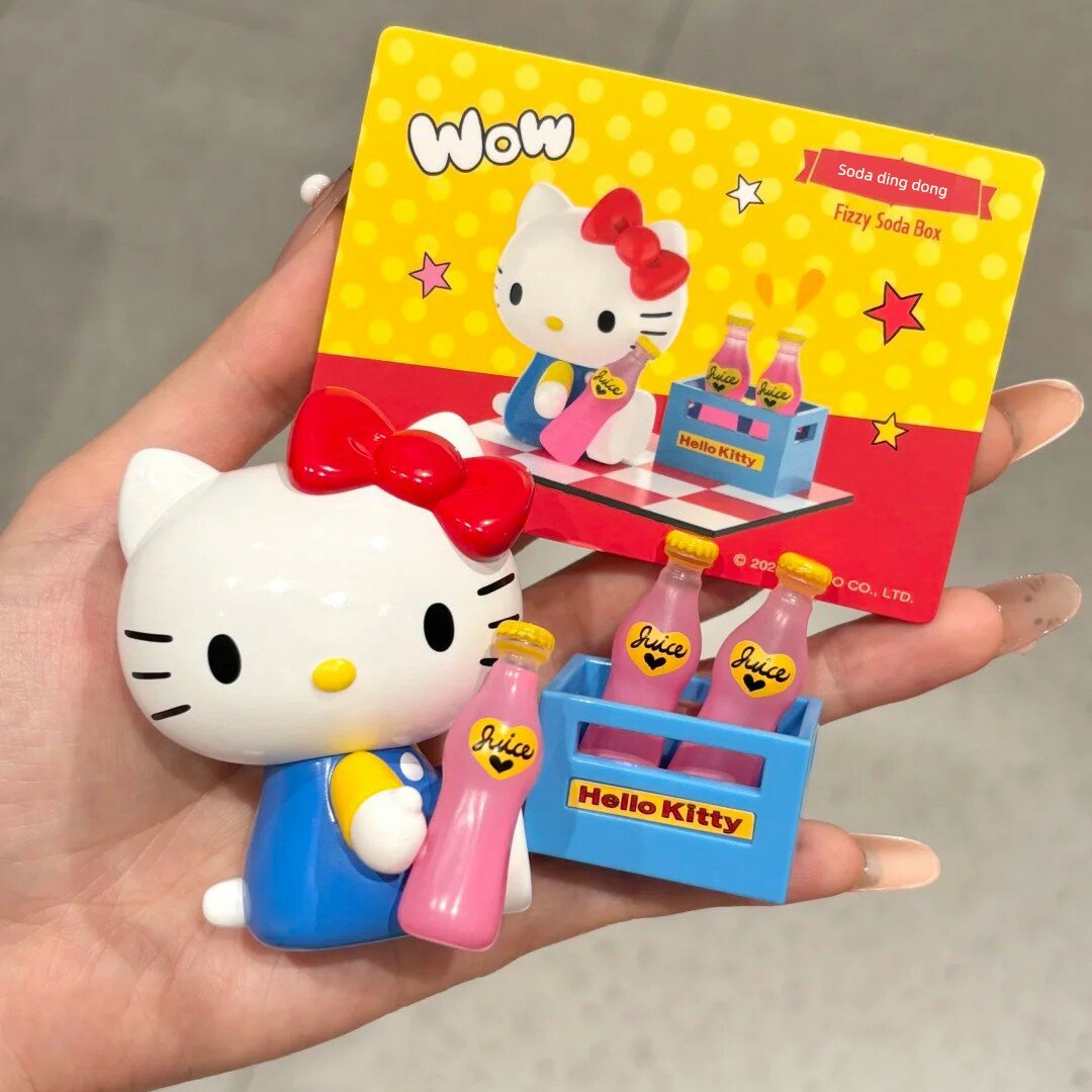 В наличии оригинальная фигурка MINISO Hello Kitty в стиле ретро-ресторана, подарочная коробка-сюрприз. Сода Дин Донг