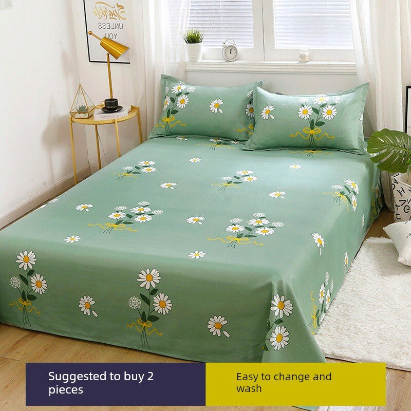 Internet-Famous Bed Sheet, Single Piece, Pure Washed Cotton, Winter Single Bed 1.5m, Student Dormitory, Children'S,