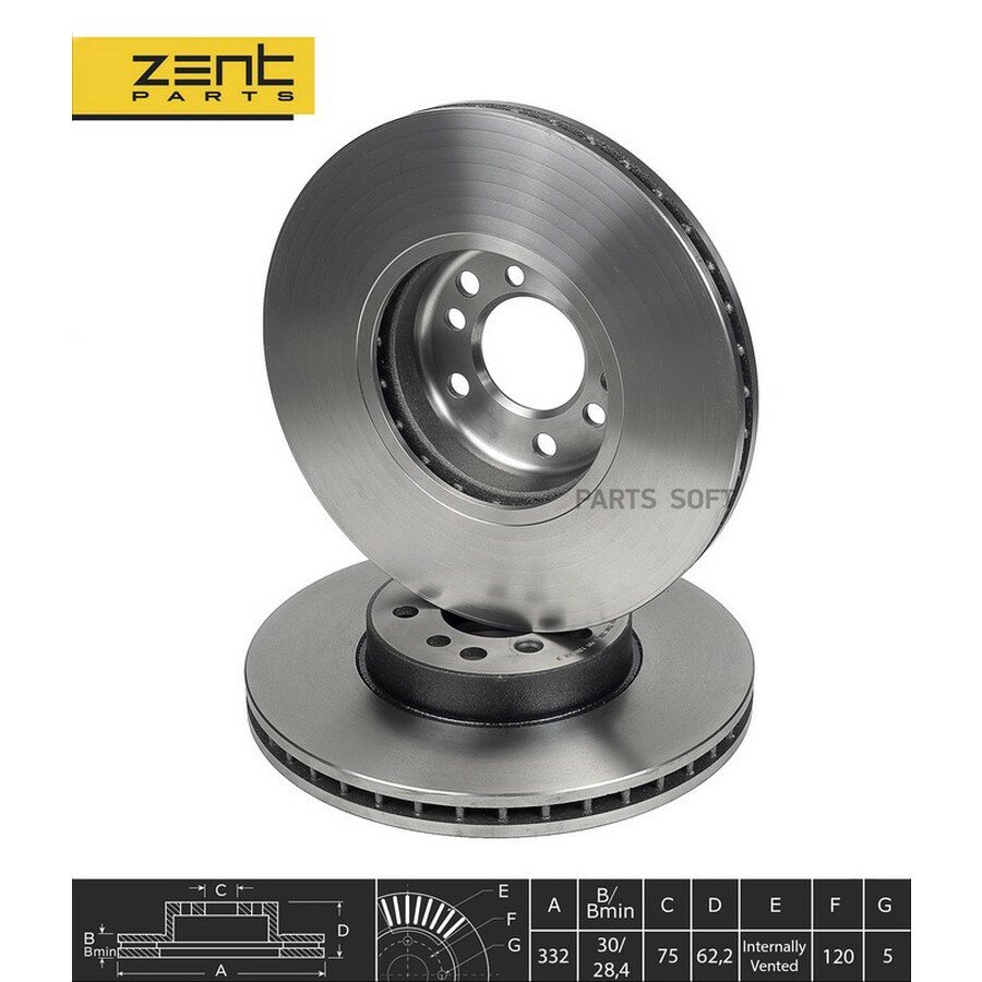 Диск тормозной передний ZENTPARTS Z06075 BMW X5 3.0/4.4/3.0D 00>