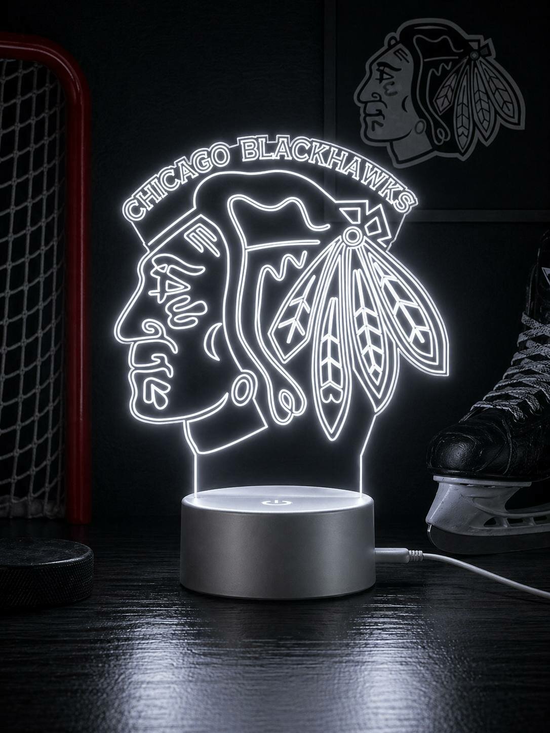 3D Светильник Сhicago Blackhawks 20x15 см
