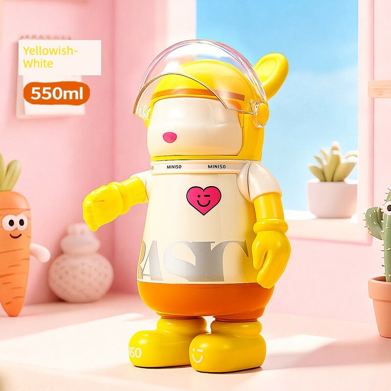 Термокружка Miniso Moon Rabbit: милая, стильная, для детей и студентов, с трубочкой, новая модель 2026 года.