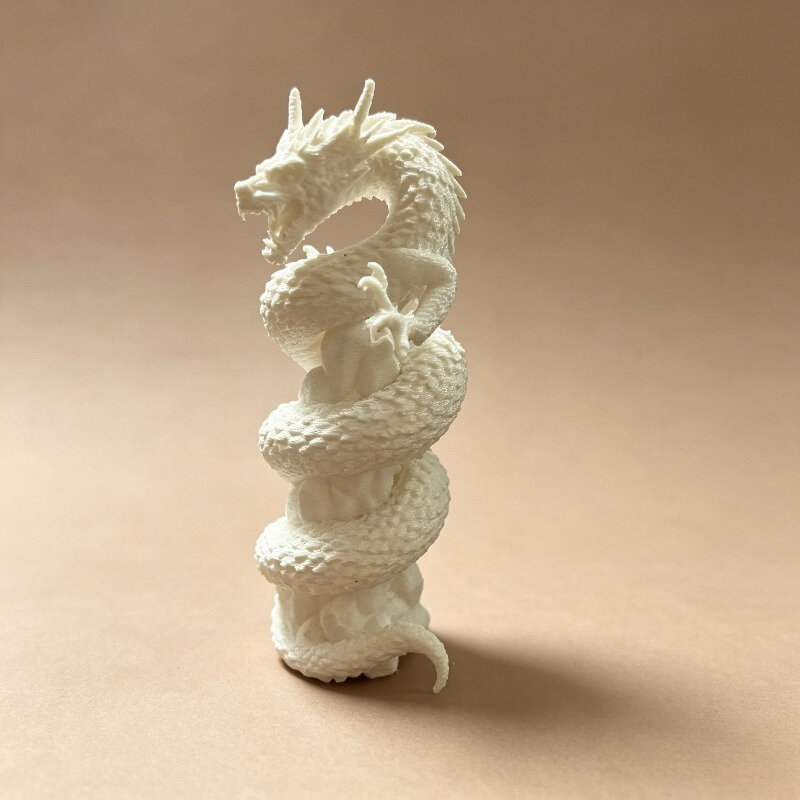 Белая статуэтка-колонна дракона 3D печать из пластика, для интерьера и экстерьера, украшение для полки, подарок