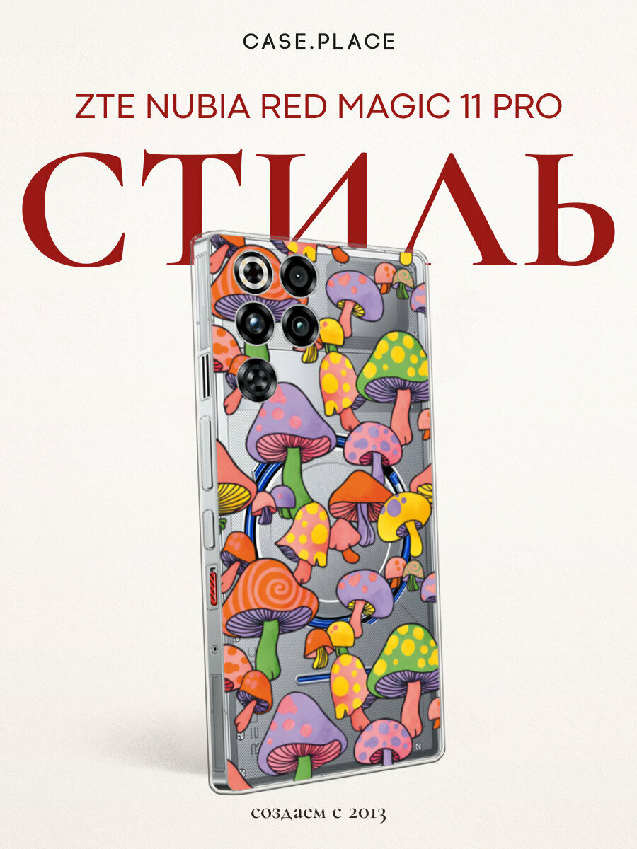 Чехол на ZTE Nubia Red Magic 11 Pro / ЗТЕ Нубиа Ред Мэджик 11 Про с принтом Цветные грибы