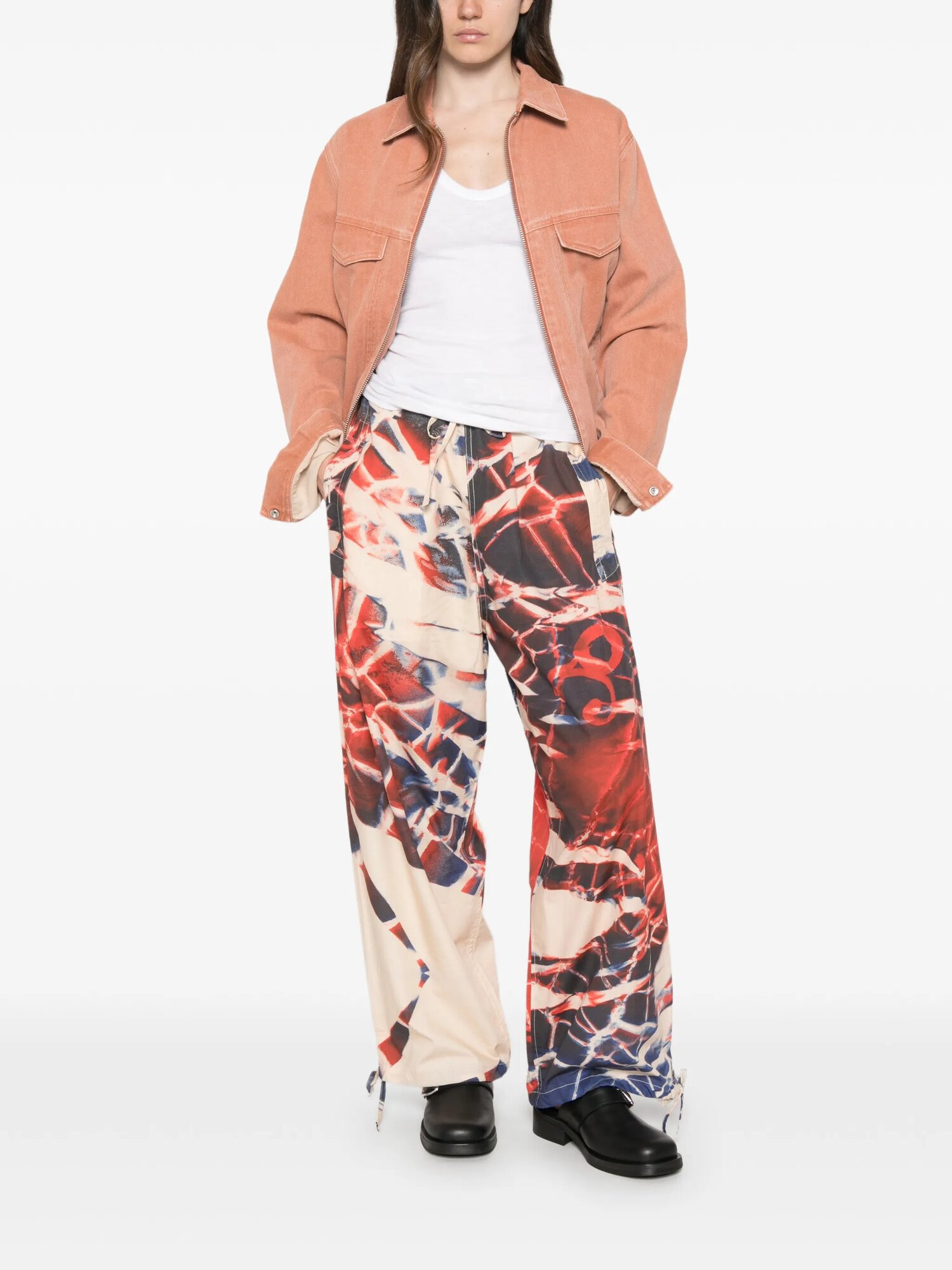 Брюки Etudes Abstract-print drawstring-waist trousers, размер 50, red — фото 1