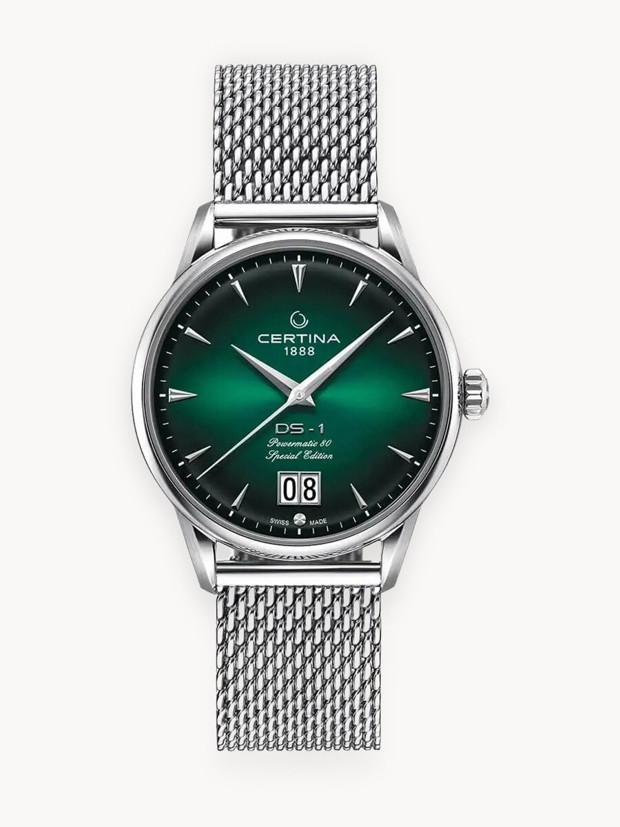 Наручные часы Certina DS-1, серебристый/зеленый