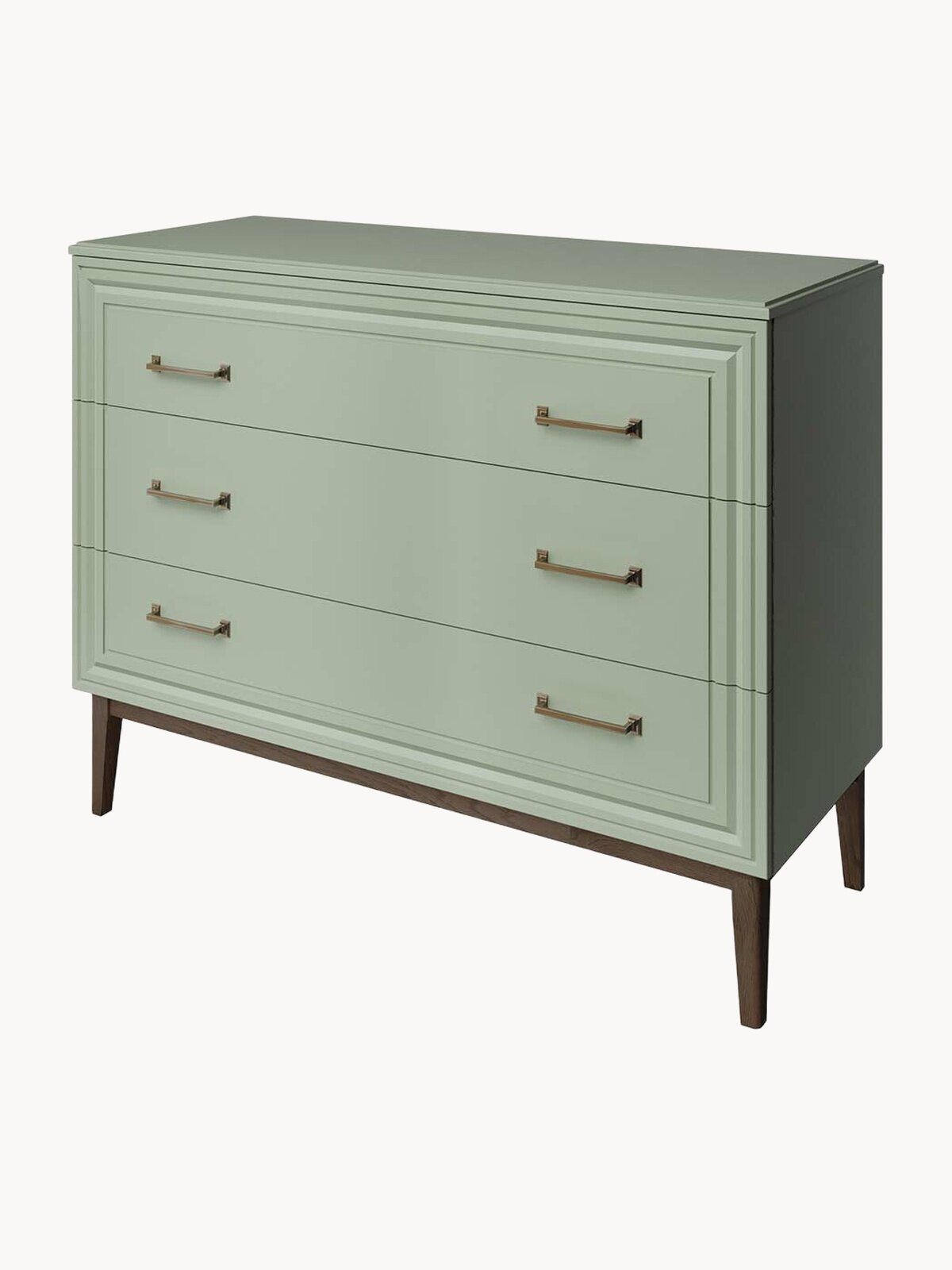 Комод высокий на ножках с 3 ящиками для вещей, одежды, белья, зеленый лофт, в прихожую, спальню, гостиную или зал