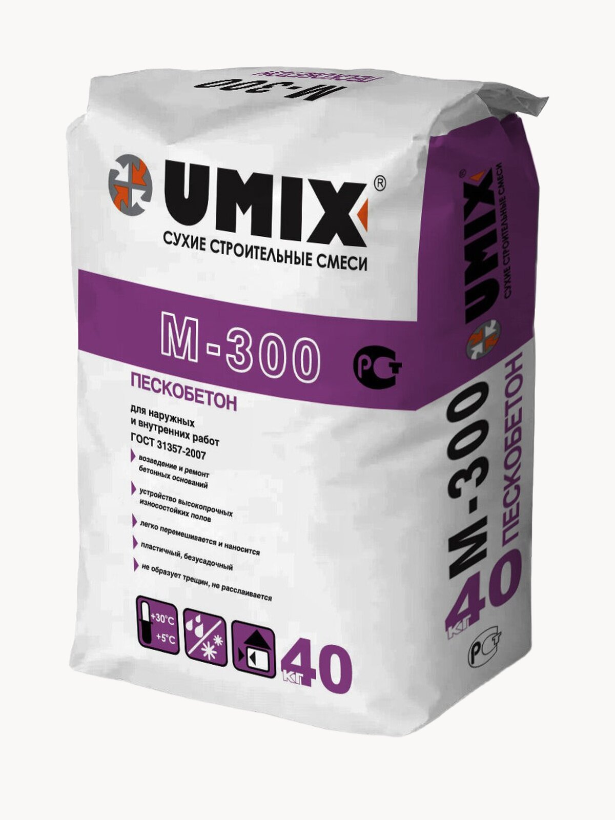 Пескобетон Umix, ГОСТ, М-300, 40кг, для фундаментов и стяжек