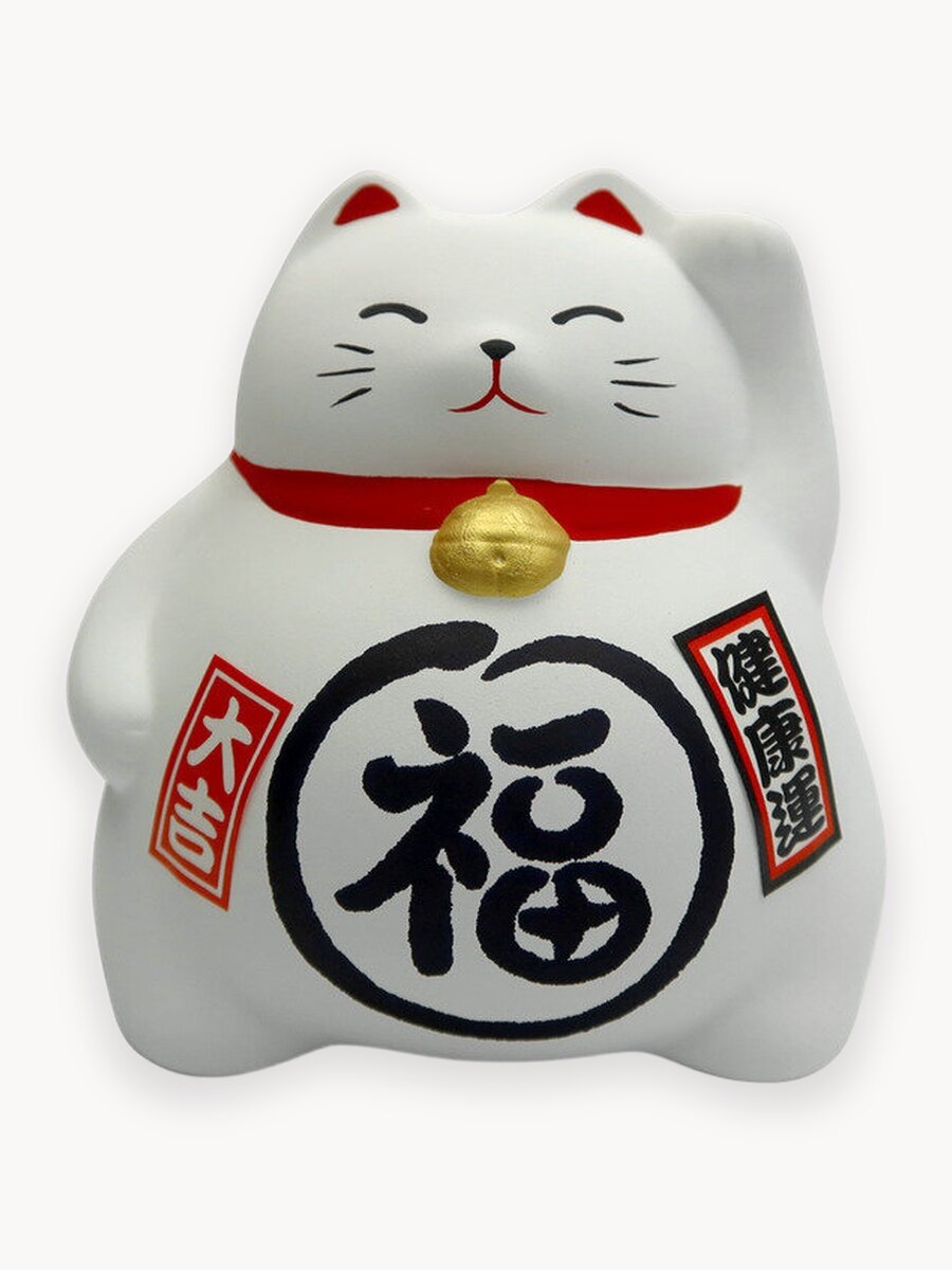 Сувенир Манэки Кот 10см, ручная работа, белая (made in Japan)