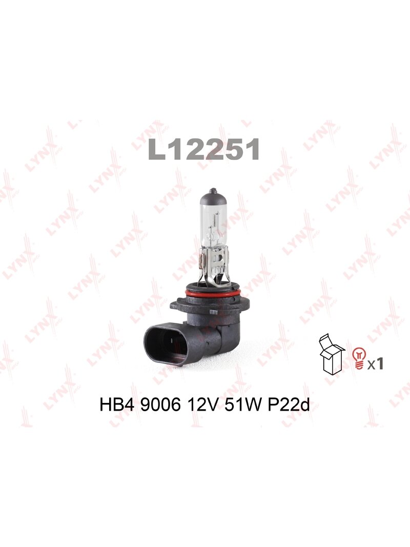 Лампа HB4 12V 51W P22d (9006) LYNXauto L12251