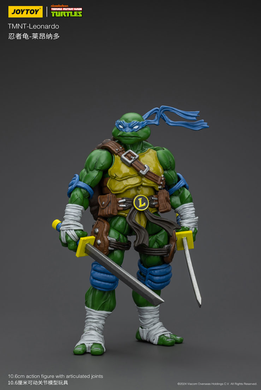 Фигурка JOYTOY "TMNT Leonardo", цветная, интерактивная, подарочная упаковка, ПВХ, 10,6см.