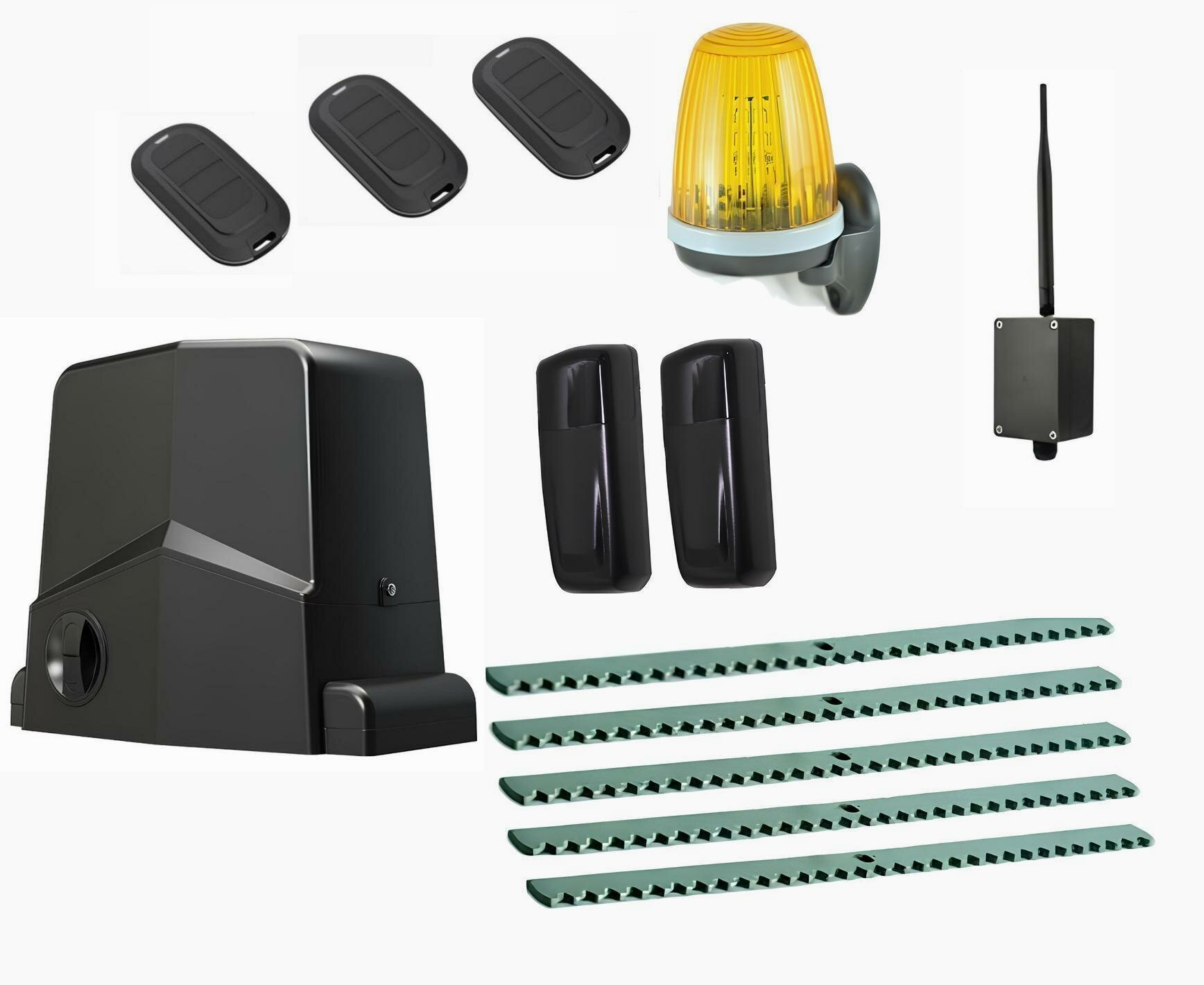 Автоматика для откатных ворот ARW-1000MKIT FULL5-BT-Т3, комплект: привод, 3 пульта, лампа, фотоэлементы, 5 реек, Bluetooth-модуль