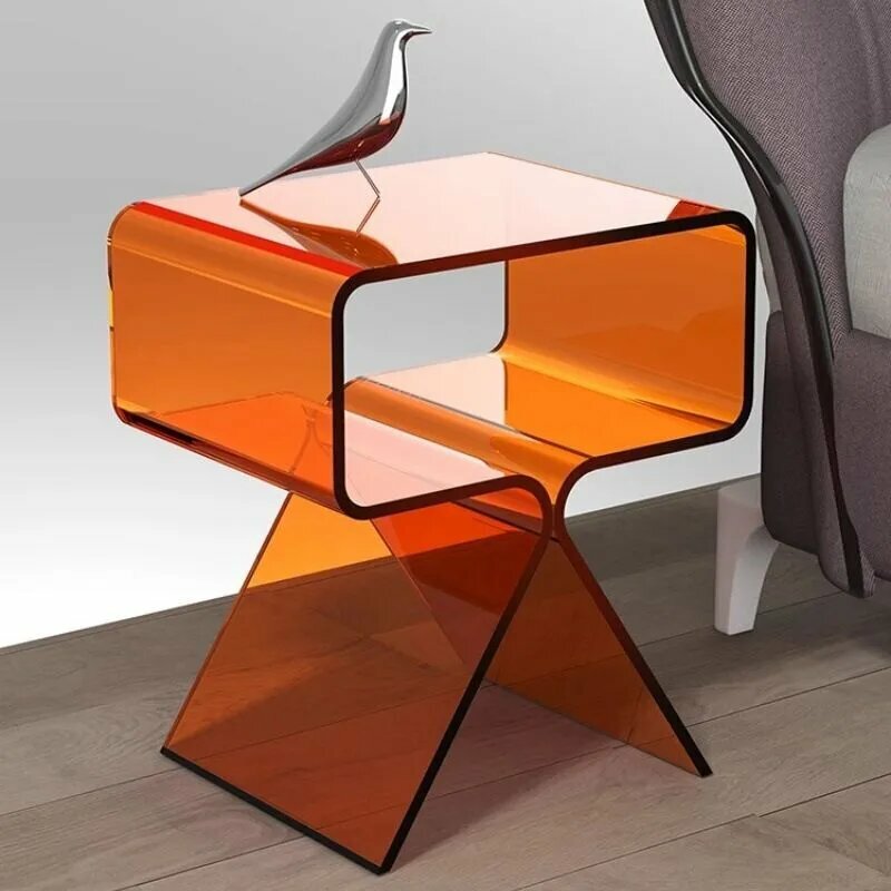 Журнальный стол, акриловая столешница, Оранжевый, для гостиной, 30х39х45 см
