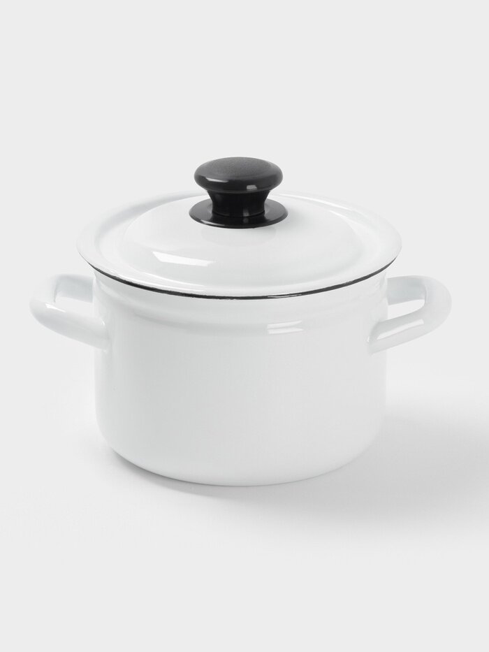 Кастрюля эмалированная, 2 л, с крышкой, белая