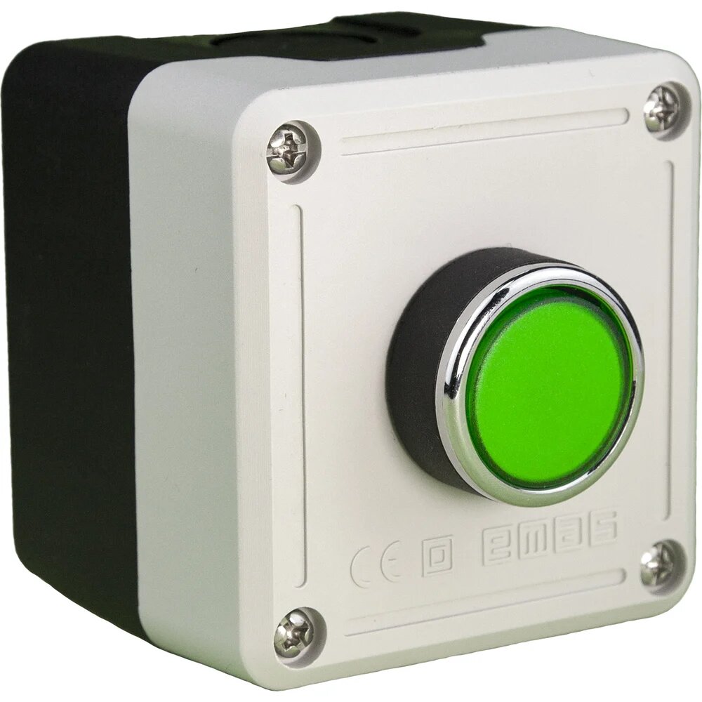 Emas Пульт управления чёрно-серый высокий, 1 кнопочный, 250 В, 4А. PY1300DY