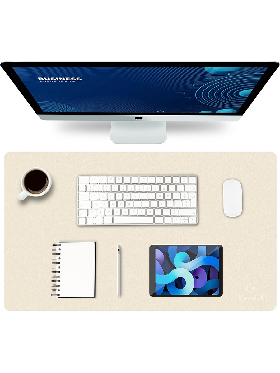 Настольный коврик для клавиатуры и мыши 35 х 60 см, большой, водонепроницаемый, кожаный, для офиса и дома, бежевый