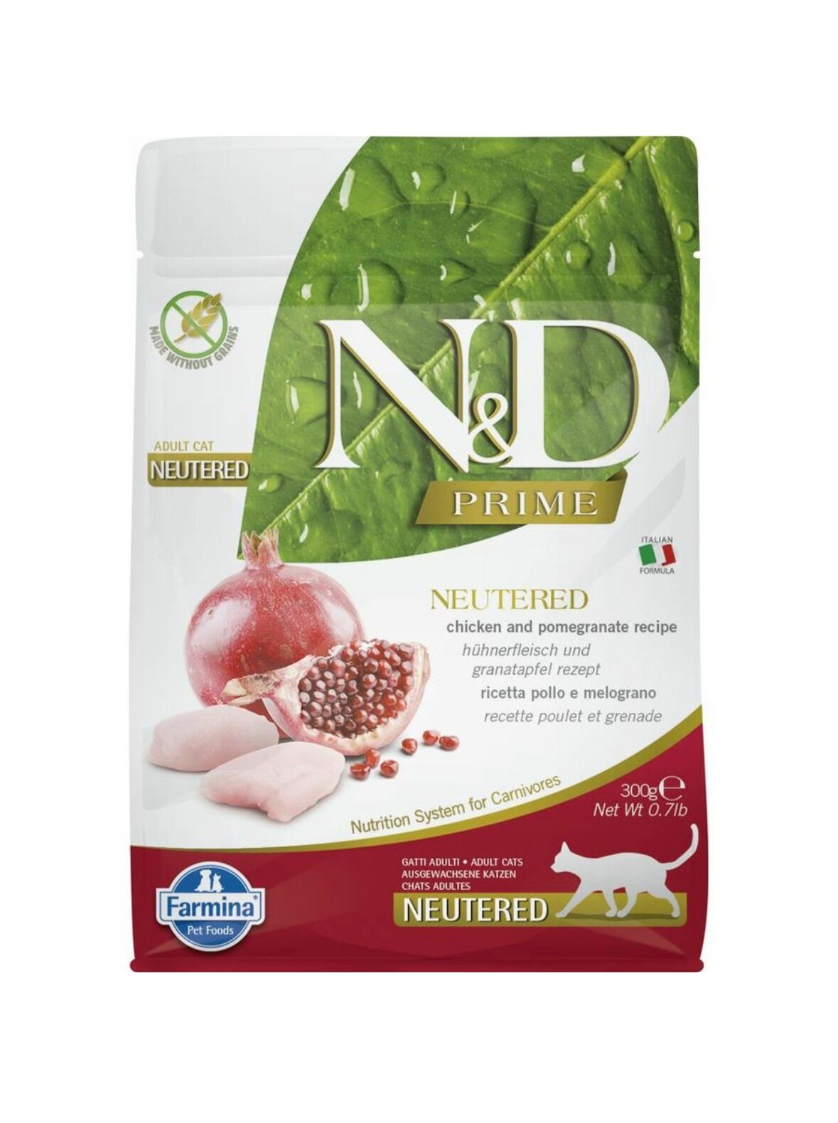 Сухой корм Farmina ND Prime Cat Chicken / Pomegranate Neutered для стерилизованных кошек и кастрированных котов с курицей и гранатом, 300г