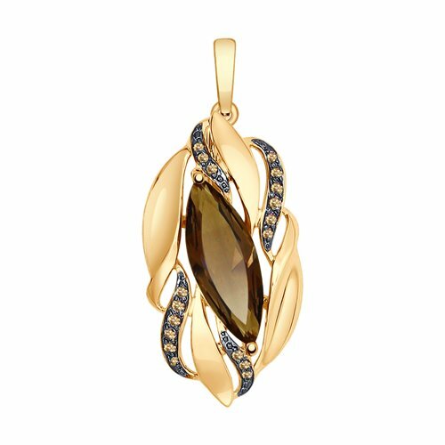 Подвеска, золото, 585 проба, раухтопаз