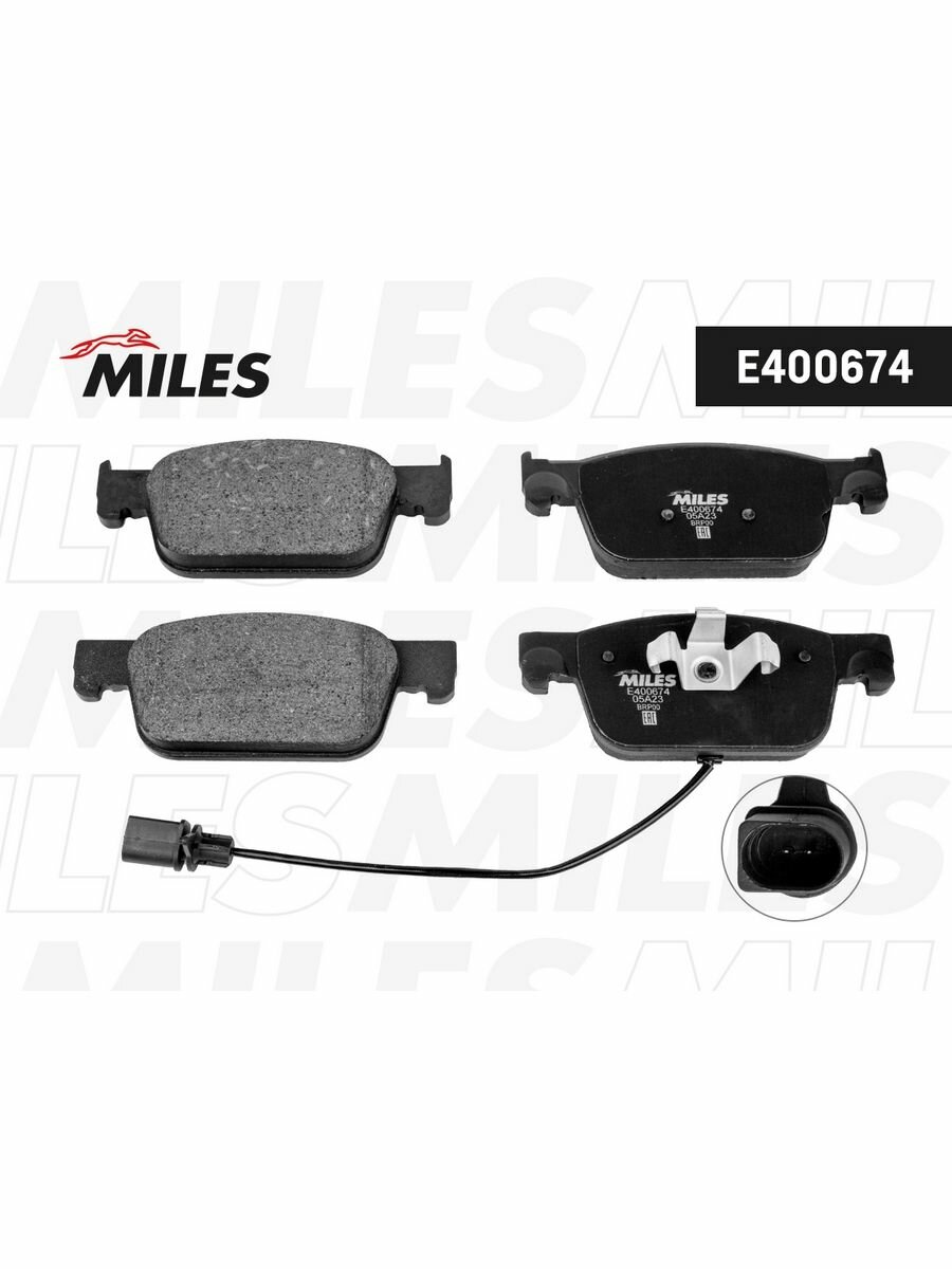 Колодки тормозные дисковые передние (с датчиком износа) MILES E400674 для AUDI A4, А5