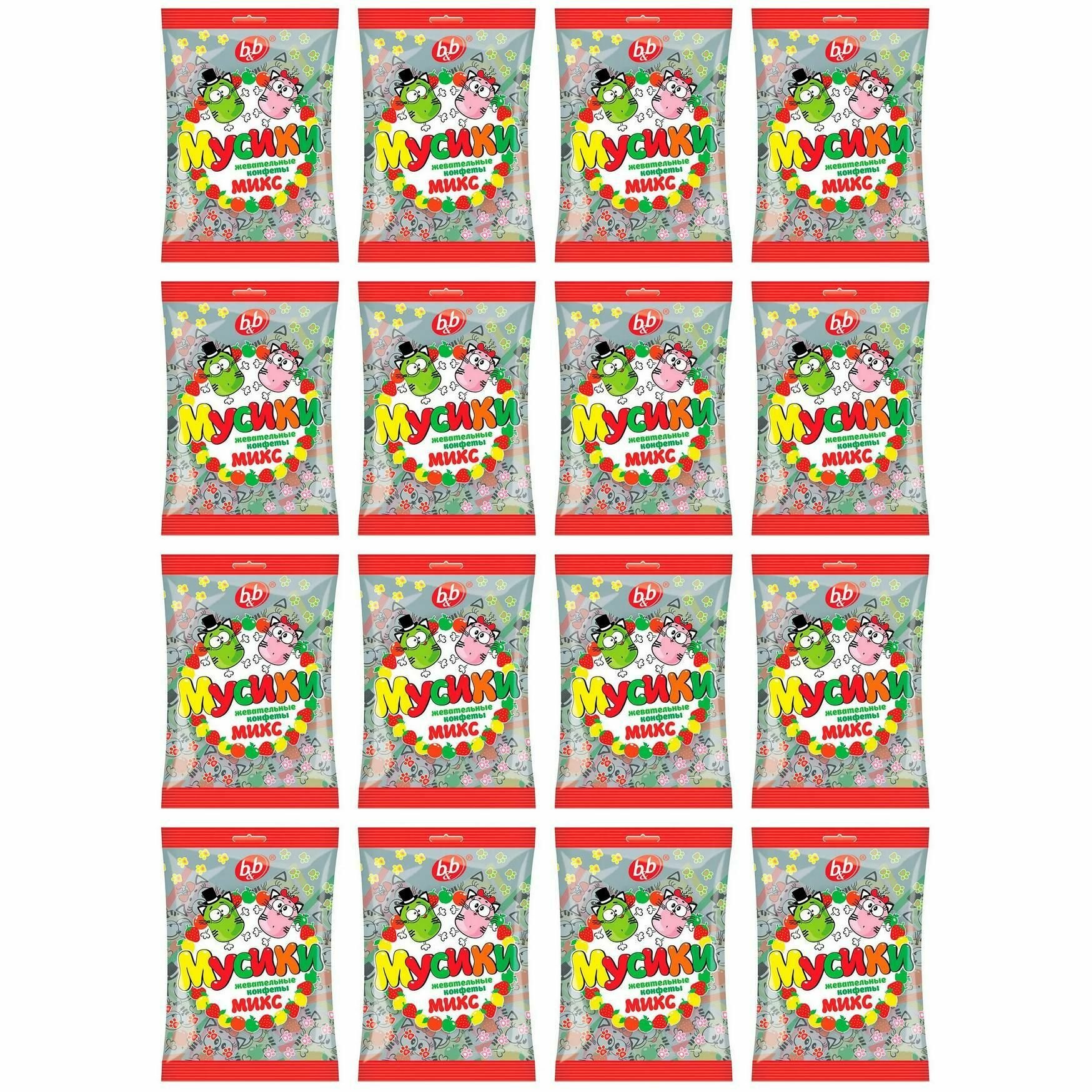 B&B Конфеты жевательные Мусики, 180 г, 16 уп