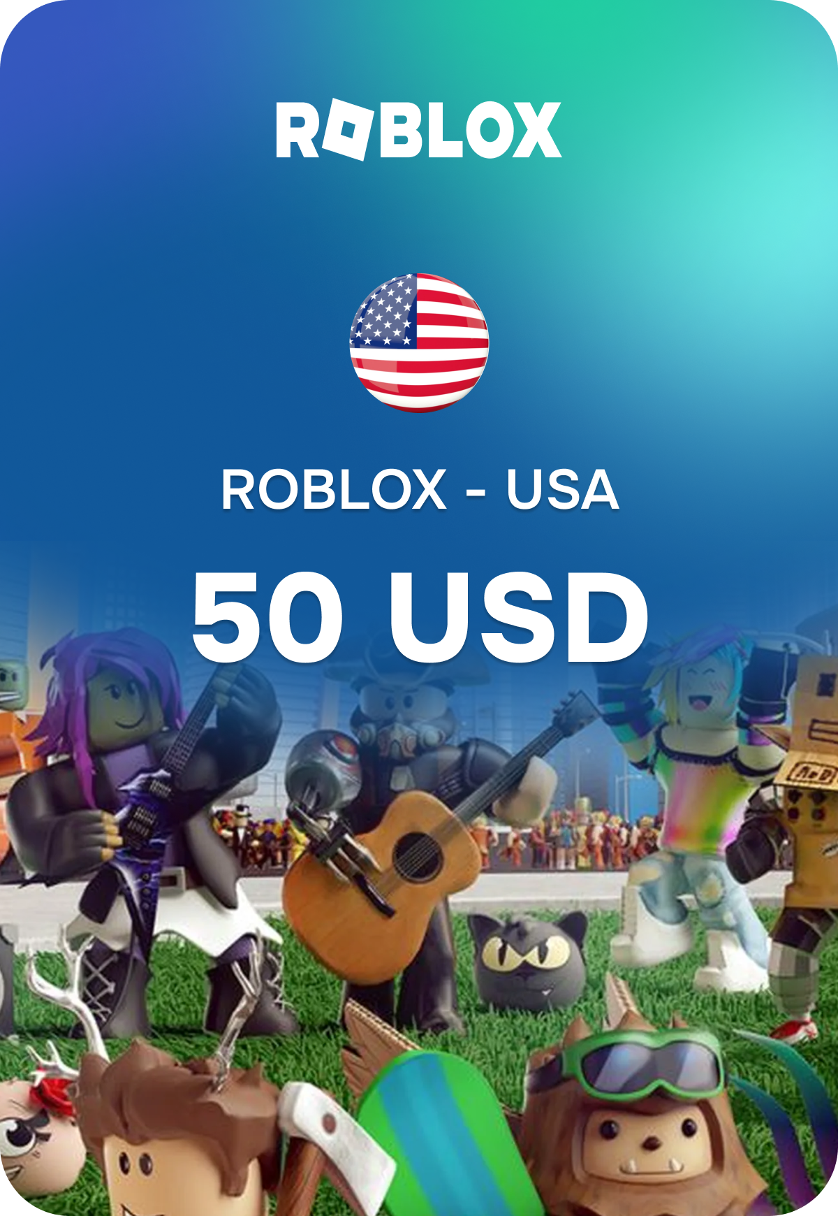 Карта пополнения Roblox - США 50 USD (Roblox; Android, iOS, PC, macOS, PS, Xbox; Регион активации США)