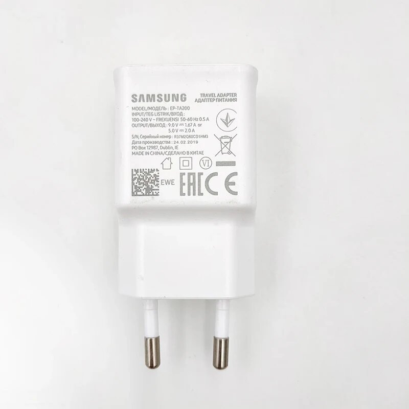 Быстрое Зарядное Устройство Samsung 15 Вт С Вилкой Европейского Стандарта, Кабель USB Type C 9 В, 1