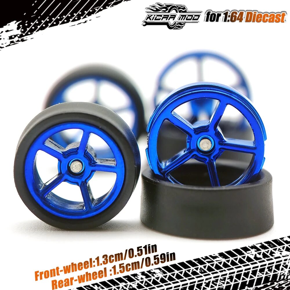 Пластиковые колеса KICARMOD 1/64 для Hot Wheels Синий, MSTDB018