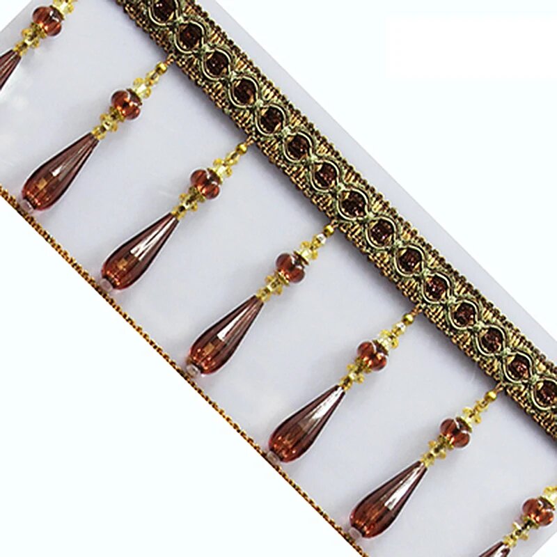 Кристальная бахрома с бисером для декора 1 м 1