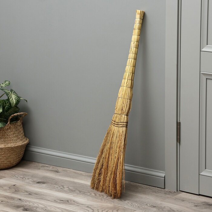 Веник 3-х лучевой «Сорго», усиленный, 500 г, 100 см, проволока