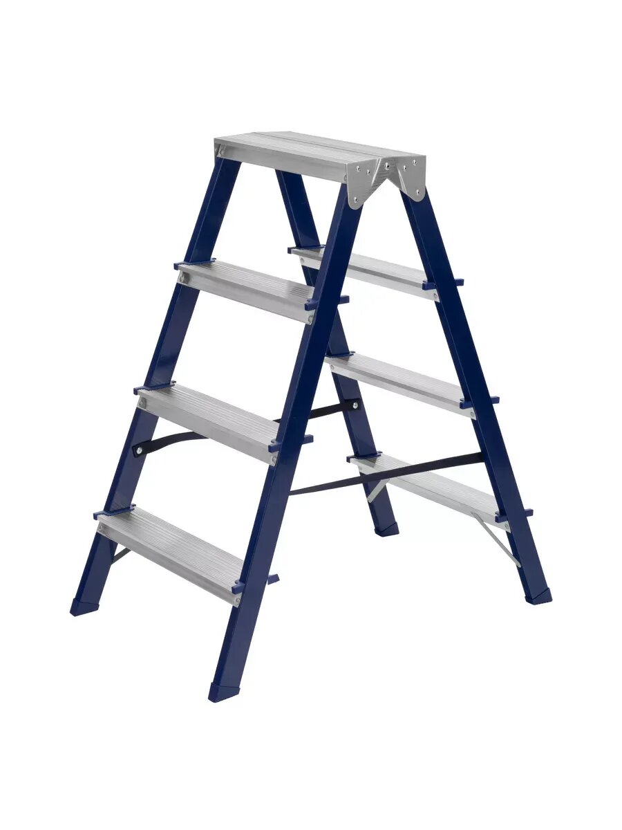 Стремянка двусторонняя 4 ступени, стальная, СИБРТЕХ 97934