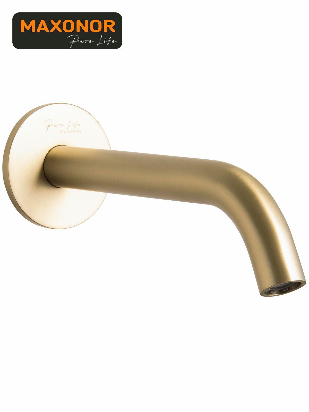 Излив из стены Maxonor PURE LIFE PL71-6 Золото матовое (длина 20см.) Латунь