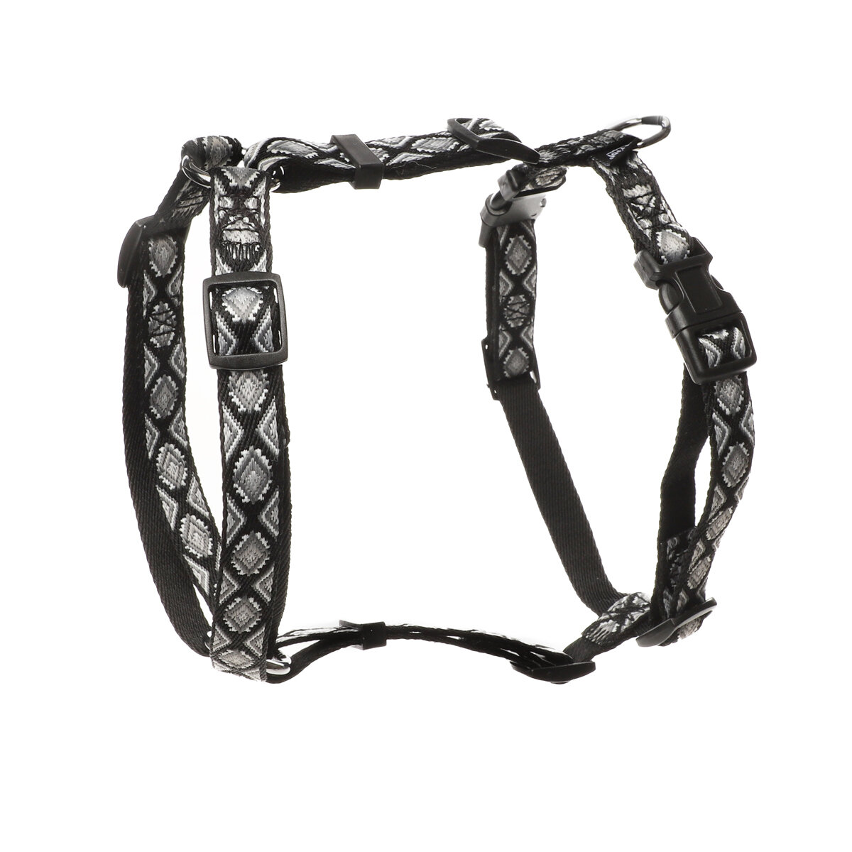 Шлейка для собак и кошек анатомическая нейлоновая "Ромбы" M, черная, 2*50-70см, Triol
