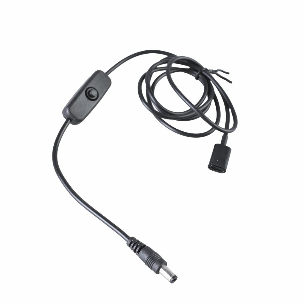 Гибкий кабель USB C - DC 5.5x2.1 мм с переключателем