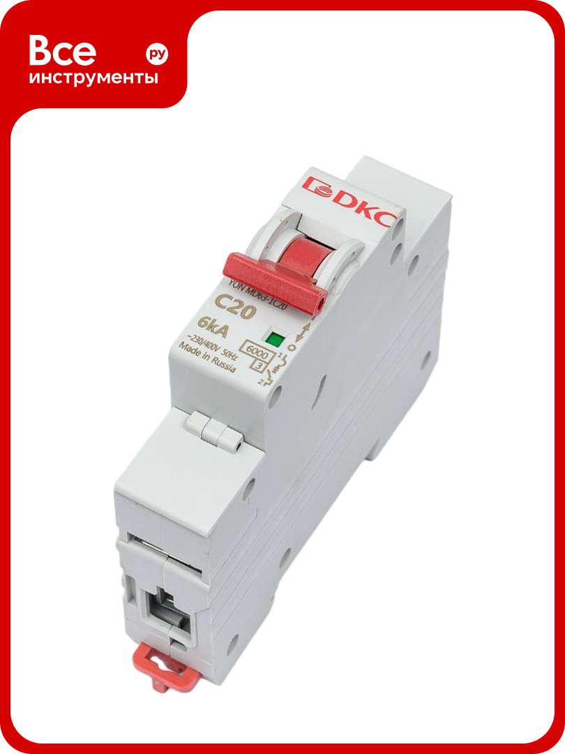 Автоматический модульный выключатель DKC YON MD63 1P 20А C 6kA MD63-1C20-6, 20 А