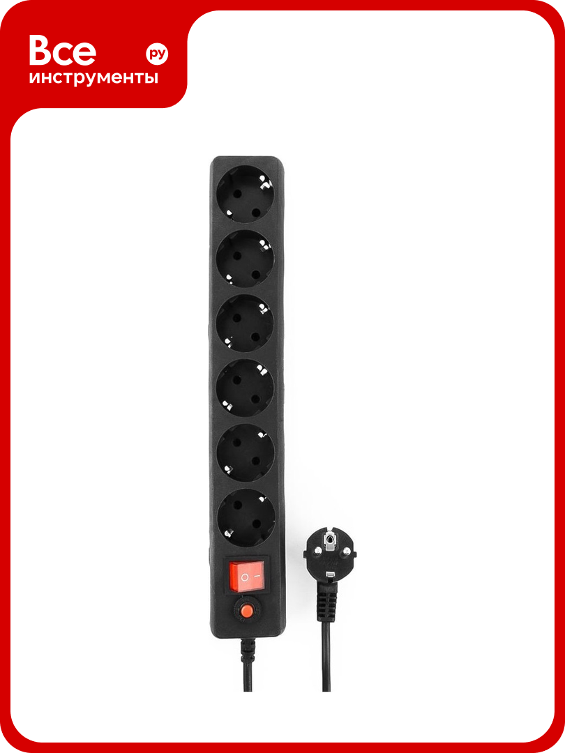 Сетевой, Гарнизон, фильтр Гарнизон 6р, 10А, 5м, ур. защиты 4, черный, пакет, ECL-6-B-5, защиты подключённых устройств от