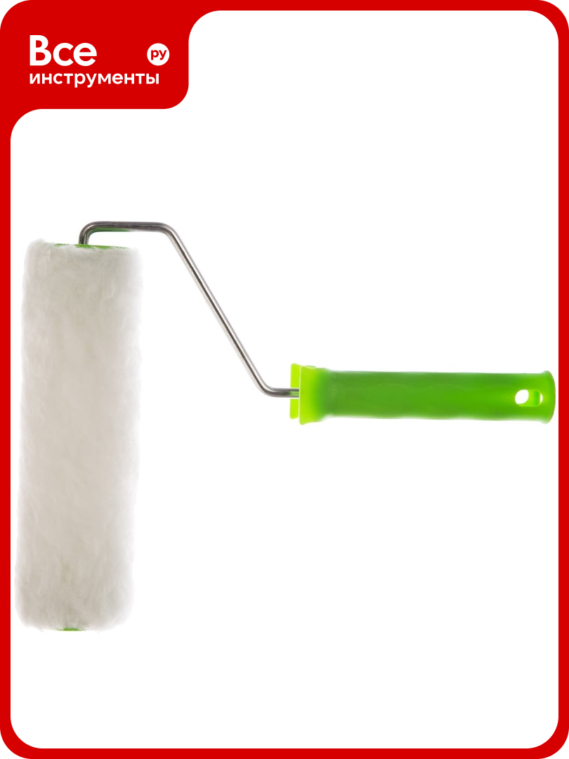 Валик СИБРТЕХ из искусственного меха с ручкой, 200 мм, ворс 15 мм, D - 48 мм, полиэстер 80113