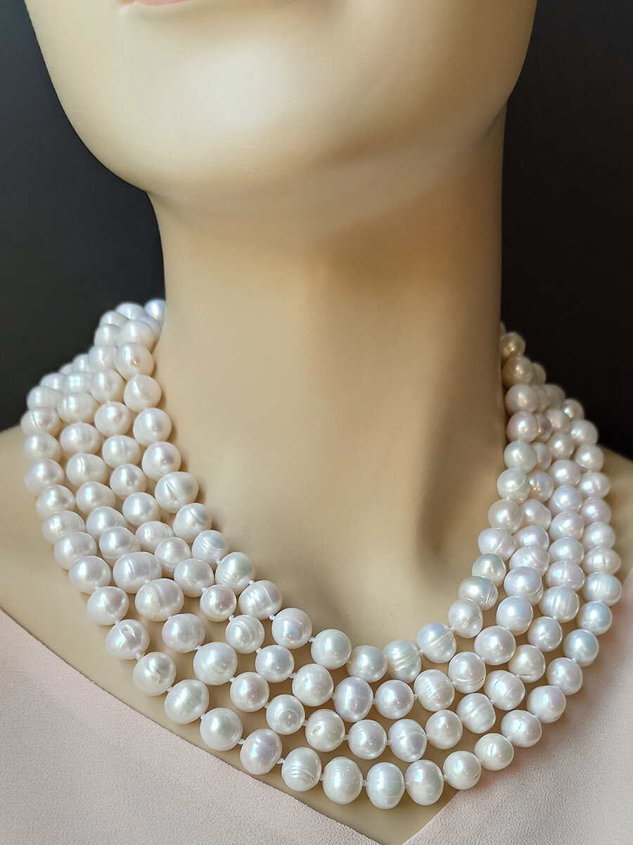 Бусы, жемчуг пресноводный культивированный, жемчуг пресноводный, жемчуг культивированный