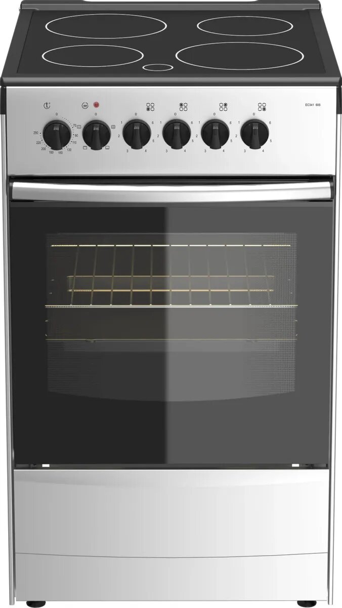 Электрическая плита Darina EC341, 4 конфорки, 50л, 2 стекла, ящик для посуды, серебристая