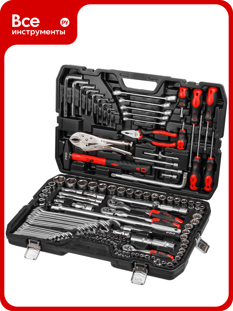 Набор инструментов STARTUL PRO Stuttgart 1/4", 3/8", 1/2" 6 граней, 142 предмета PRO-142S, для ремонта и обслуживания