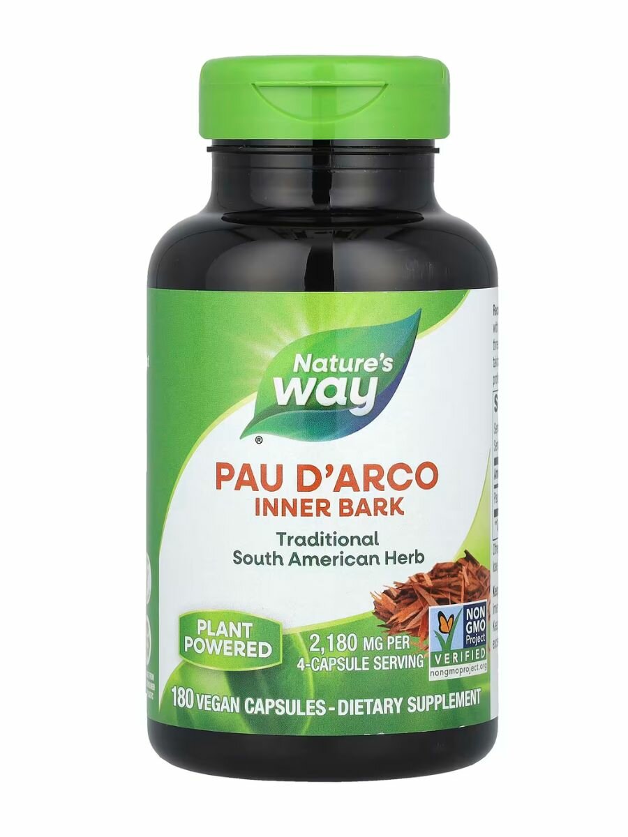 Nature's Way, кора муравьиного дерева, Pau d arko, 180 капсул