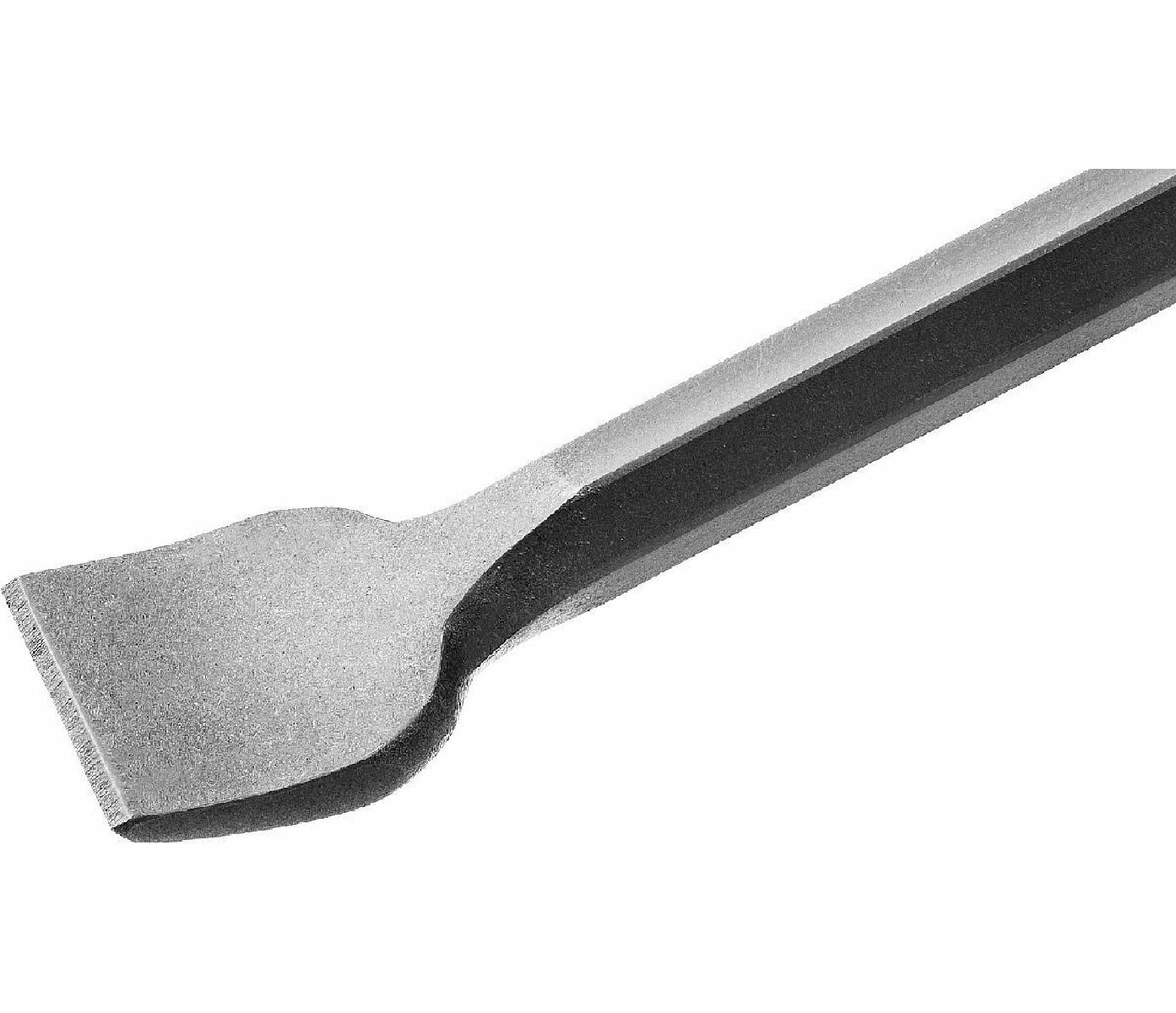 Зубило плоское изогнутое ЗУБР Профессионал 40 x 250 мм SDS-Plus шестигранное лопаточное с трехступенчатой индукционной закалкой